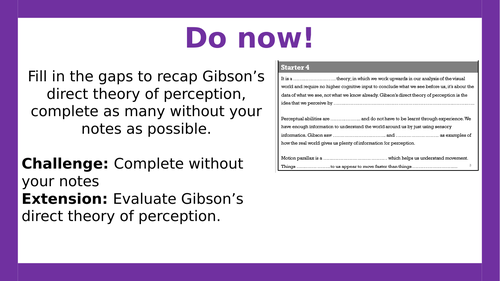 AQA GCSE Psychology: Gregory’s Constructivist Theory of Perception ...