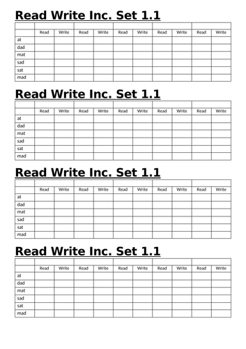 Read Write Inc Set 1 Tracking Sheets | Teaching Resources