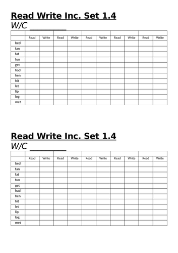 Read Write Inc Set 1 Tracking Sheets | Teaching Resources