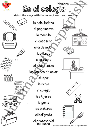 Spanish Poster & Worksheets - En el colegio - In school | Teaching ...