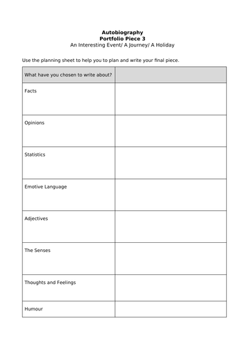 Autobiographical Reading and Writing KS3 Unit | Teaching Resources
