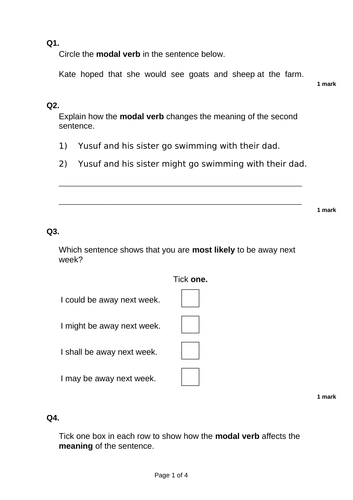 Modal Verbs -KS2 | Teaching Resources