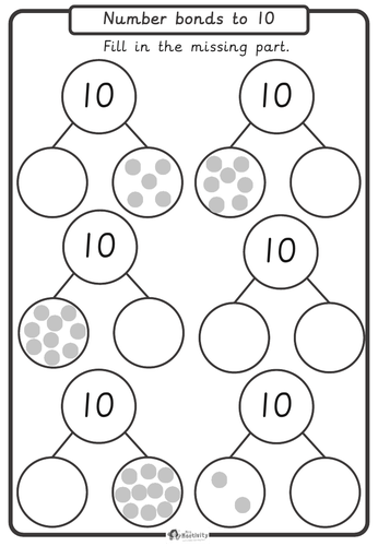 Part-Whole Number Bonds to 10 Worksheets | Teaching Resources