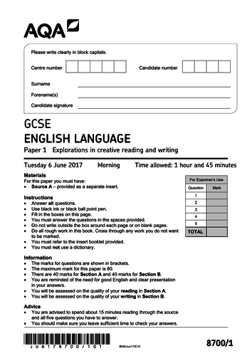 GCSE English Language paper 1 Section A: Rosabel | Teaching Resources