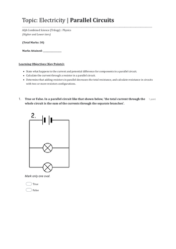 AQA GCSE Physics: Parallel Circuits - Revision Questions & Answers ...
