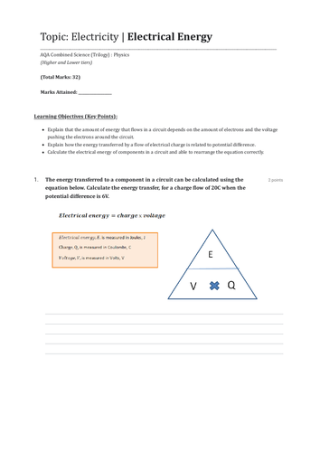 AQA GCSE Physics: Electrical Energy - Revision Questions & Answers ...