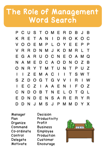 The Role of Management - Word Search | Teaching Resources