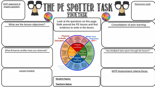 PE Non Participant Task Sheet | Teaching Resources