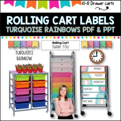 10 Drawer Rolling Cart Labels | TURQUOISE RAINBOWS DESIGN I Teacher ...