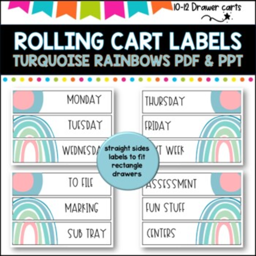 10 Drawer Rolling Cart Labels | TURQUOISE RAINBOWS DESIGN I Teacher ...