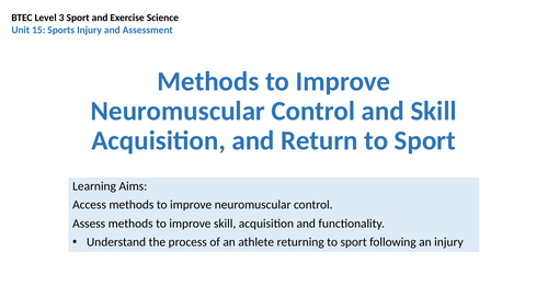 BTEC L3 Sport and Exercise Science - Unit 15 Sports Injury and ...