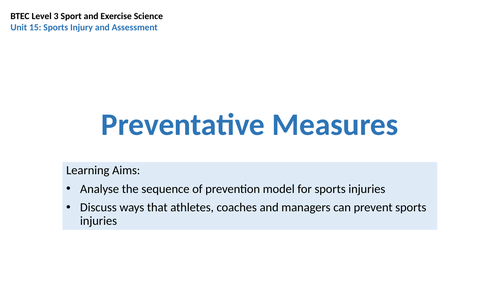 BTEC L3 Sport and Exercise Science - Unit 15 Sports Injury and ...