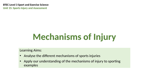 BTEC L3 Sport and Exercise Science - Unit 15 Sports Injury and ...