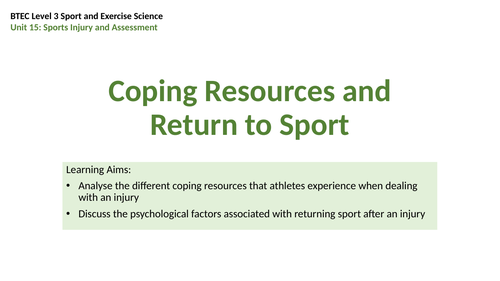 BTEC L3 Sport and Exercise Science - Unit 15 Sports Injury and ...
