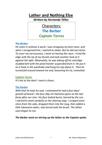 Lather and Nothing Else Script | Teaching Resources