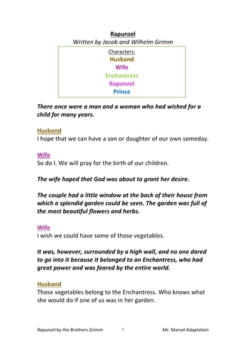 Rapunzel Script | Teaching Resources