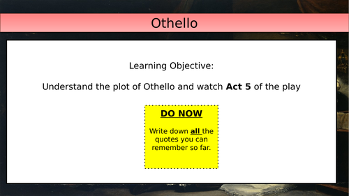 Othello- 1995 Film analysis questions | Teaching Resources