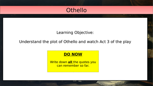Othello- 1995 Film analysis questions | Teaching Resources