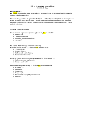 OCR Unit 16 Developing a Smarter Planet | Teaching Resources