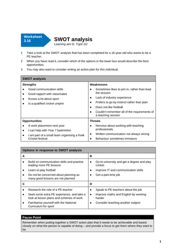 BTEC Sport Unit 3 Professional Development in the Sports Industry ...