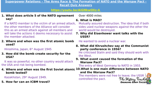 The Arms Race, NATO and the Warsaw Pact - Editable Worksheets ...