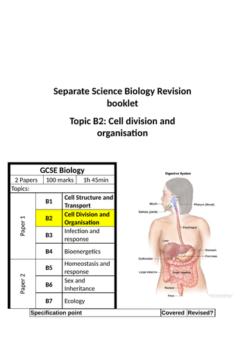 AQA B2 Transport and cell division revision booklet | Teaching Resources