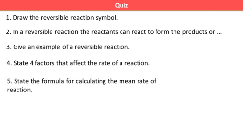 C8.7 Energy and Reversible Reactions | Teaching Resources