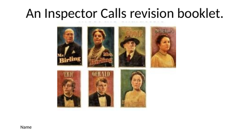 An Inspector Calls revision booklet for students | Teaching Resources