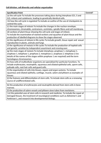 Cell Division topic for OCR A level. MODULE 2: FOUNDATIONS IN BIOLOGY ...