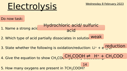 C4 Electrolysis | Teaching Resources