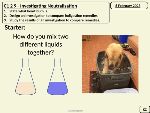 KS3 Chemistry AQA C1 2 9 Investigating Neutralisation Lesson Bundle | Teaching Resources
