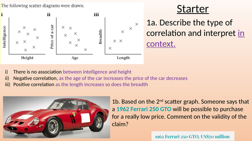 A level stats: Scatter graphs, PMCC and SRCC with hypothesis testing ...