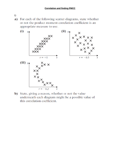 Edexcel A level statistics: 2. PMCC and SRCC with hypothesis testing ...
