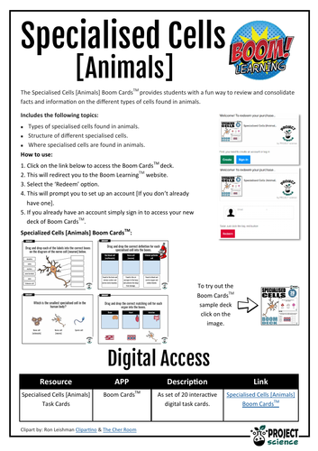 Specialised Cells [Animals] Boom Cards™ - Distance Learning | Teaching ...