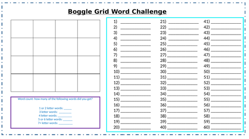 Boggle starter/ plenary / mini task | Teaching Resources