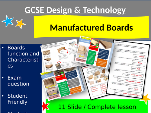 KS3/GCSE DT Cover Work / Cover Lesson - Manufactured Boards | Teaching ...