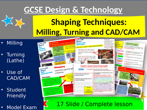 KS3/GCSE DT Cover work /Cover Lesson - Milling, Turning Lathe, CAD/CAM ...