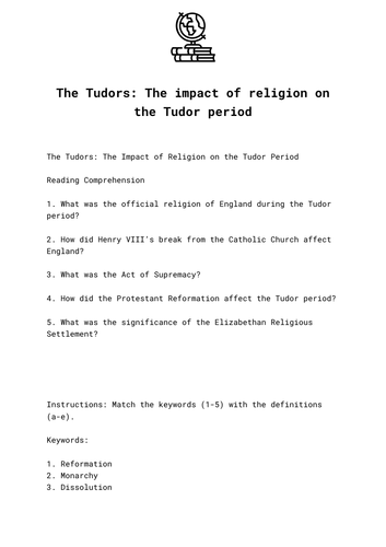 The Tudors: The impact of religion on the Tudor period | Teaching Resources