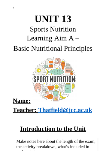 BTEC LEVEL 3 National Diploma In Sport Science - Sports Nutrition ...