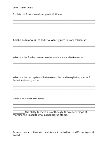 BTEC LEVEL 2 IN SPORT - UNIT 1 FITNESS AND THE SPORTS PERFORMER ...