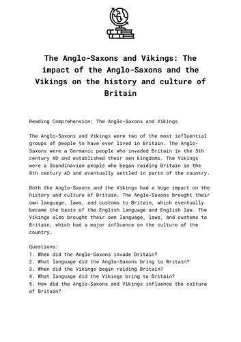 The Anglo-Saxons and Vikings: The impact of the Anglo-Saxons and the ...