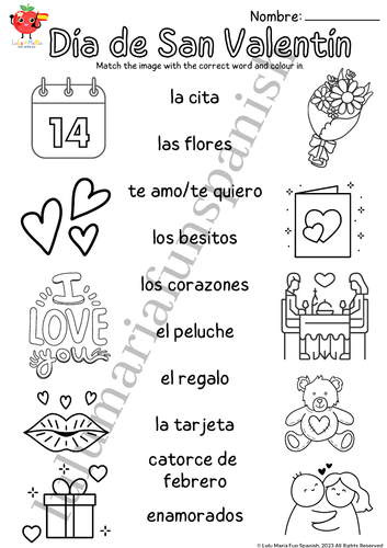 Spanish Poster & Worksheets - Valentine's Day - Día de San Valentín ...