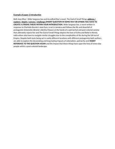 IB Lit Paper 2 - Wide Sargasso Sea | Teaching Resources