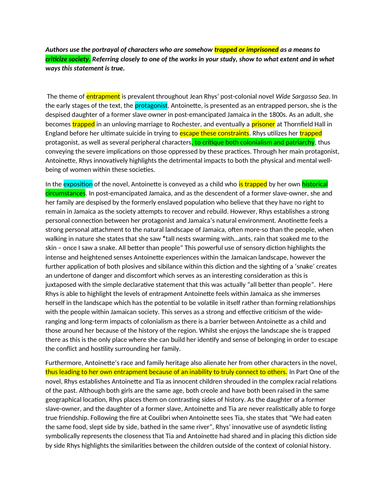 IB Lit Paper 2 - Wide Sargasso Sea | Teaching Resources