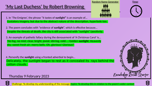 My Last Duchess by Browning Sequence | Teaching Resources