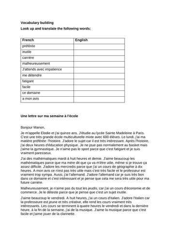 French GCSE - school subjects/ future studies | Teaching Resources