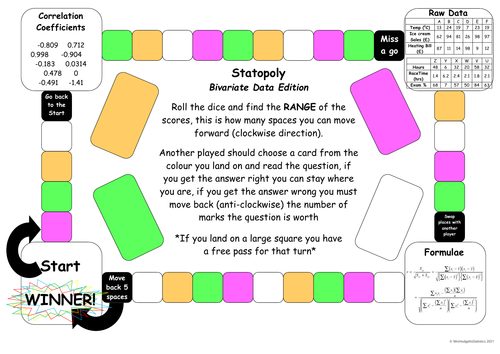 Statistics-Bivariate Data Revision Game | Teaching Resources