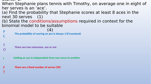 Edexcel A level Statistics:: 5.Binomial distribution with hypothesis ...