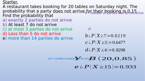Edexcel A level Statistics:: 5.Binomial distribution with hypothesis ...