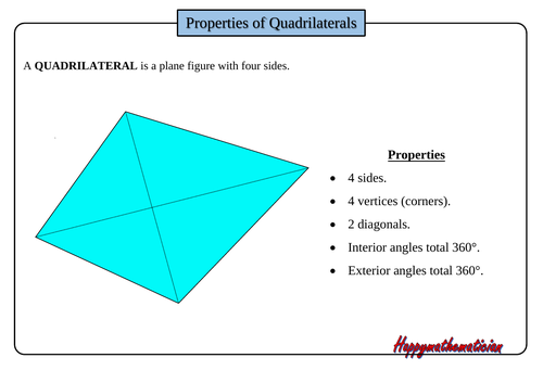 The Properties of Quadrilaterals - wall display | Teaching Resources